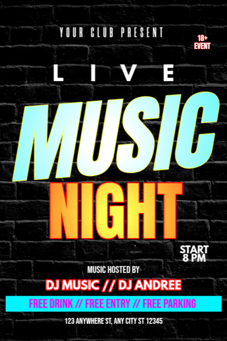 Live music night poster Template | PosterMyWall