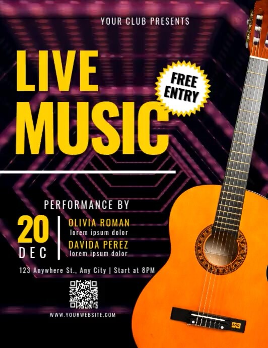 Live Music Pamflet (letter As) Template | PosterMyWall