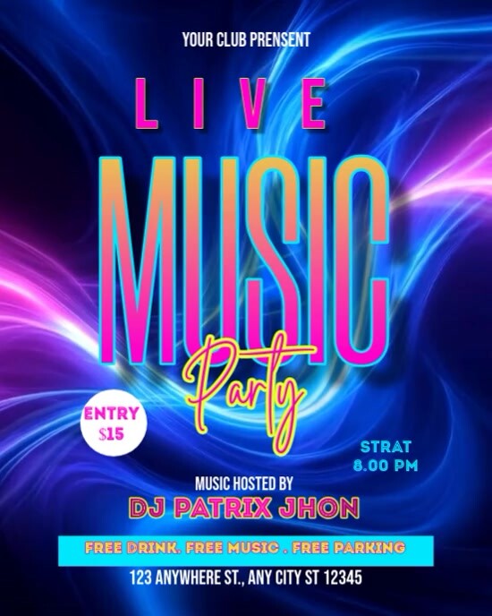 Live music party video Template | PosterMyWall