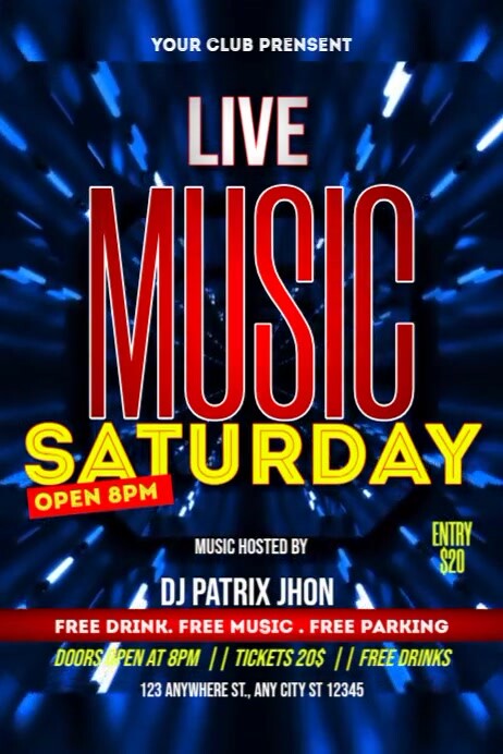 live music saturday. video Template | PosterMyWall