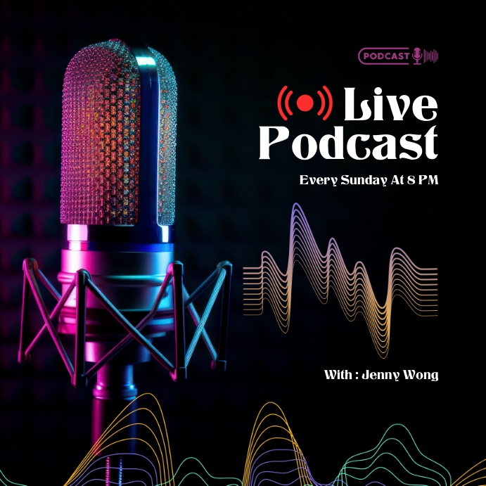 Live Podcast Template | PosterMyWall