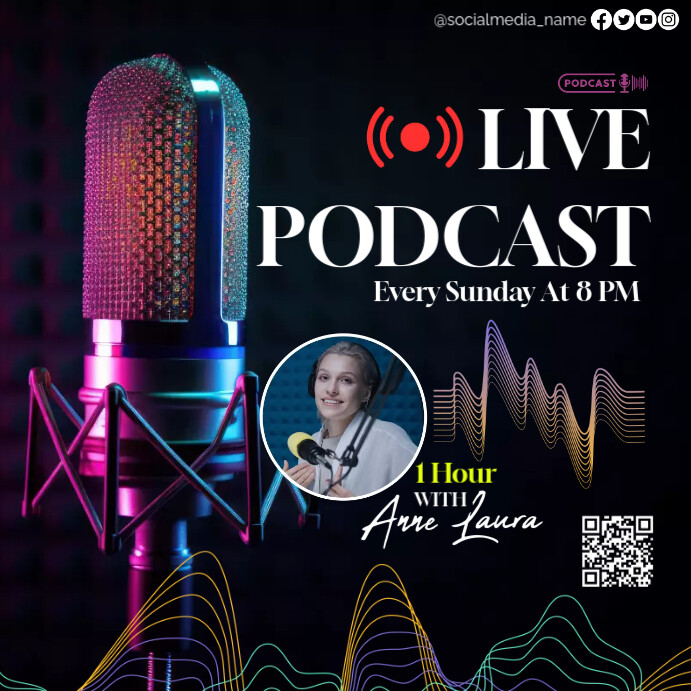 LIVE PODCAST Template | PosterMyWall