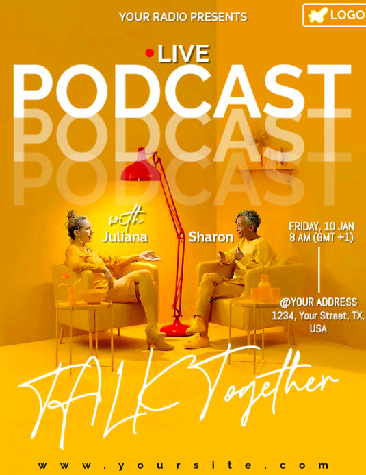 Live podcast Template | PosterMyWall