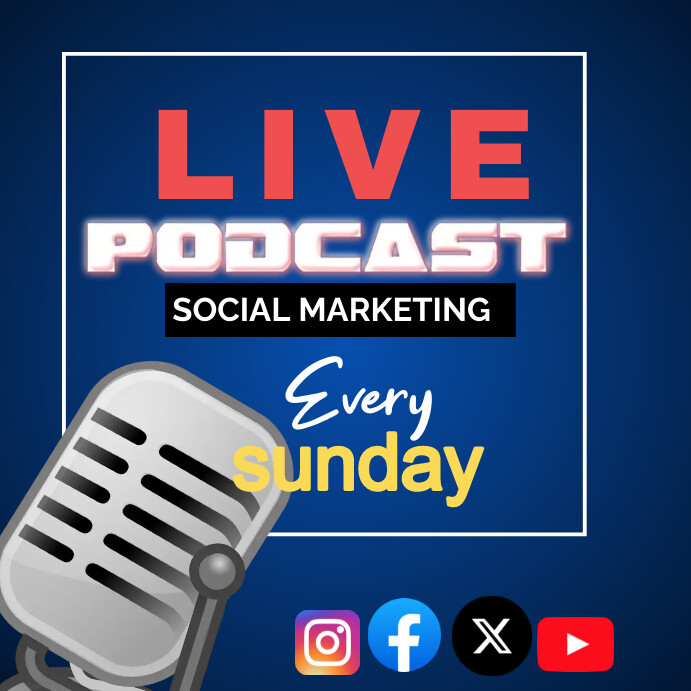 Live podcast social media template | PosterMyWall