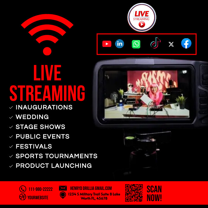 Live Streaming Services , church online , liv Template | PosterMyWall