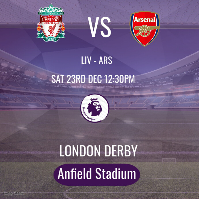Liverpool vs Arsenal (1) Template | PosterMyWall