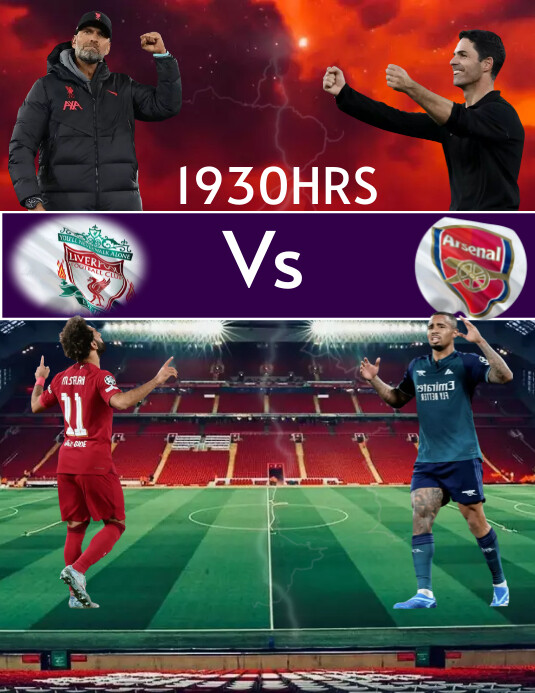 Plantilla de Liverpool vs Arsenal | PosterMyWall