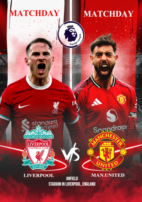 Liverpool vs Manchester United Matchday Flyer Template | PosterMyWall