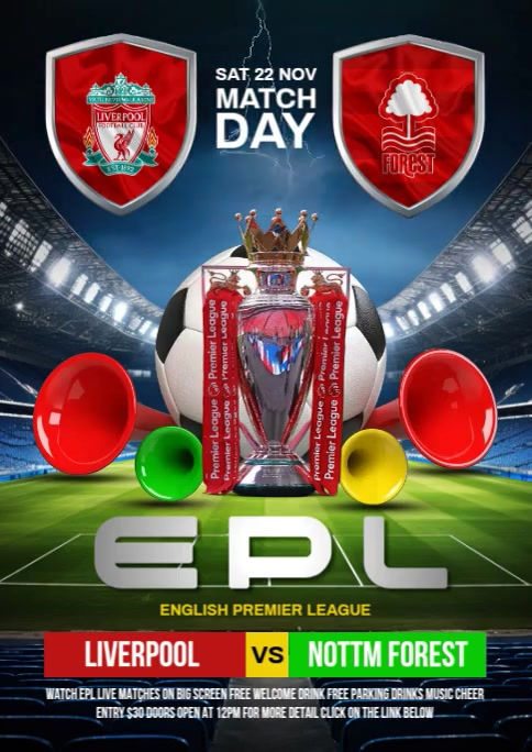 Liverpool vs Nottingham Template | PosterMyWall