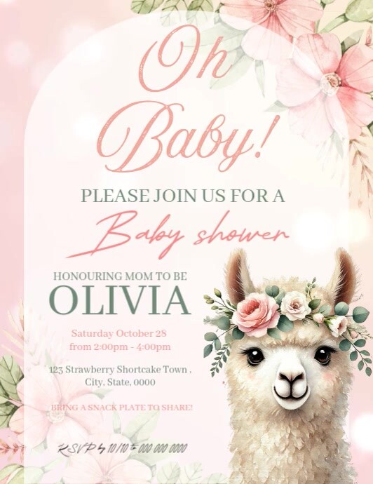 Llama Alpaca Baby Shower event design template | PosterMyWall