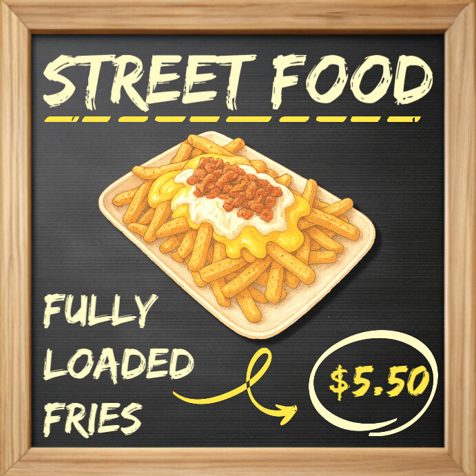 Loaded Fries Street Food Ad - Instagram Post Template | PosterMyWall