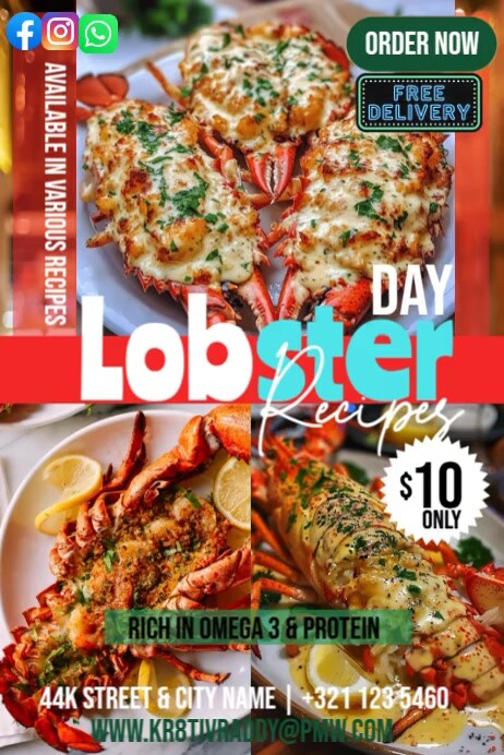 Lobster Day Recipes Poster Template | PosterMyWall
