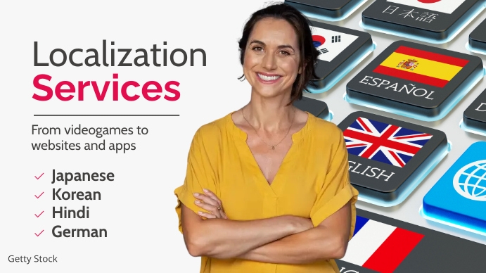 Copy of localization services translator fiverr cover | PosterMyWall