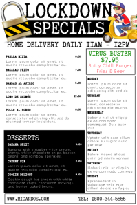 Lockdown Menu Template | PosterMyWall