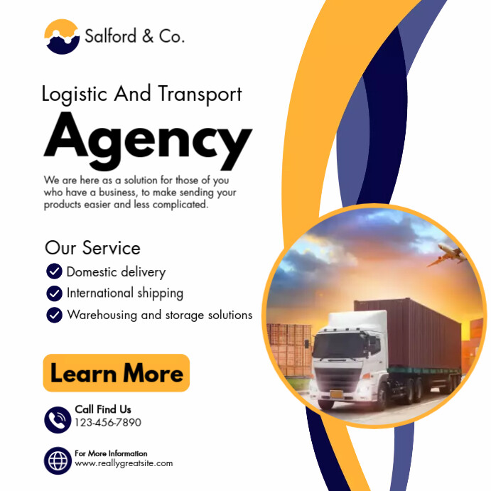LOGISTICS & transportation AGENCY TEMPLATE | PosterMyWall