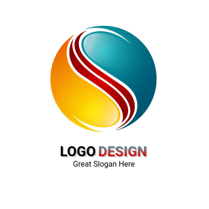 Logo Design Template Colored Orange Red Blue Circle Swoosh Design For ...