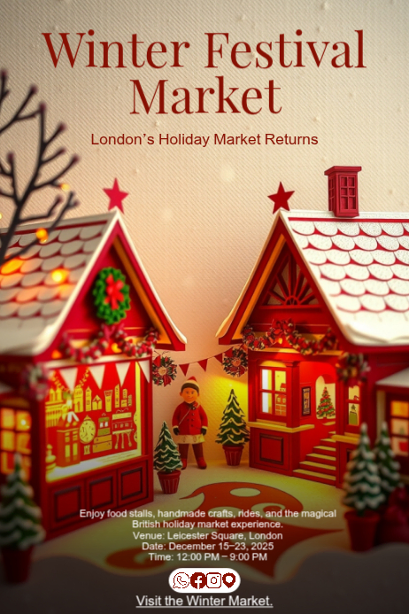 London Winter Festival Market Poster | British Christmas Market Event ...