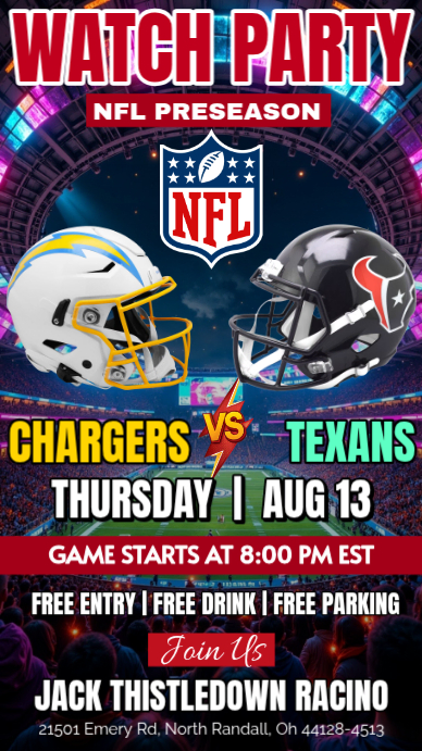 Nfl Preseason Watch Party Template | PosterMyWall