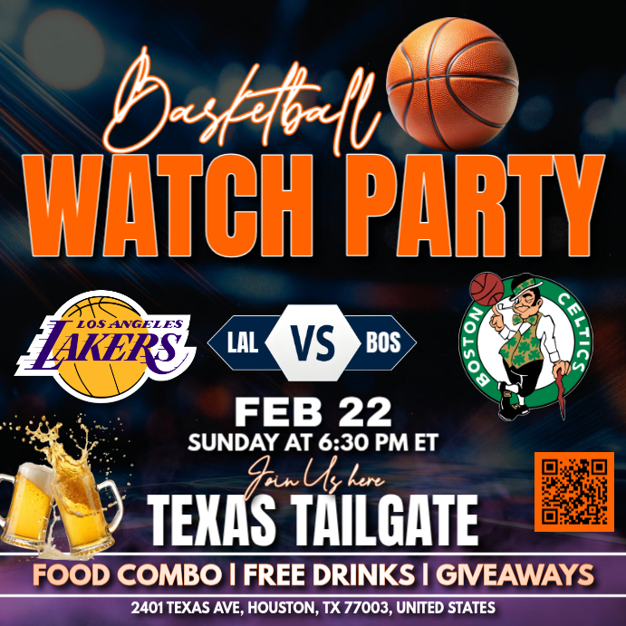 Plantilla de Los Angeles Lakers vs Boston Celtics Basketball Game Watch ...