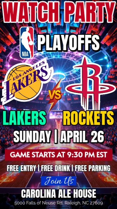 Los Angeles Lakers Vs Houston Rockets NBA Playoffs 2026 Watch Party ...