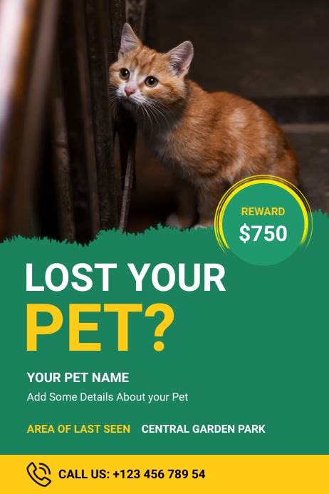 Plantilla de Mascota Perdida, Volante de Perro Perdido, Folleto de ...