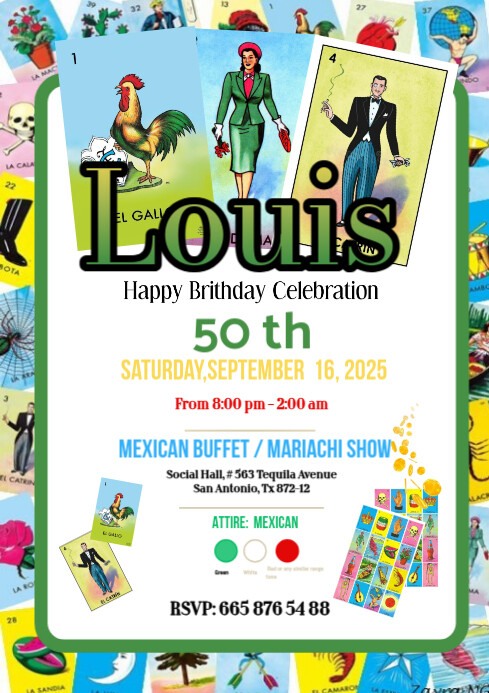 Copy of Mexican lottery | Loteria invitation happy Brithday party ...