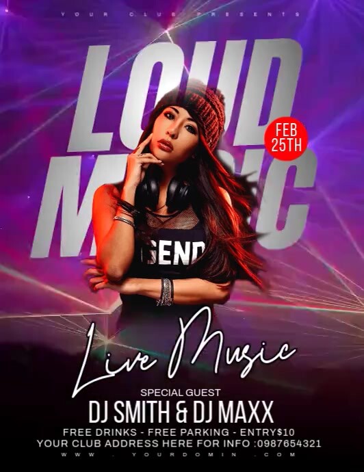 LOUD MUSIC LIVE MUSIC Template | PosterMyWall