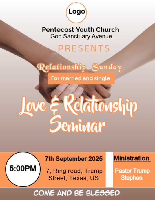 Love & relationship seminar church design template | PosterMyWall