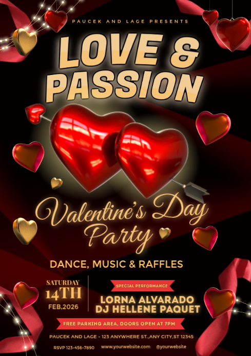 Love and passion Valentine Day party Template | PosterMyWall