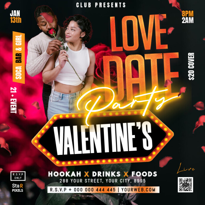 love date valentine party Template | PosterMyWall