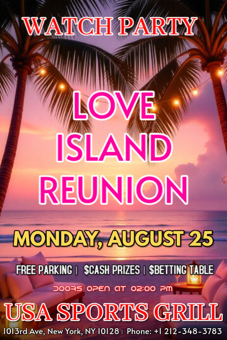 Copy of Love Island Reunion Watch Party template | PosterMyWall