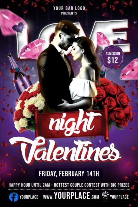 love night valentine party Template | PosterMyWall