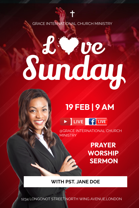 LOVE SUNDAY,ONLINE CHURCH FLYER Template | PosterMyWall