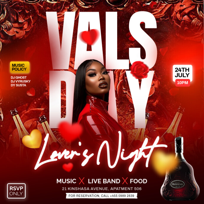 Lover's Night Valentine's Day Dinner Flyer for Social Media Template ...