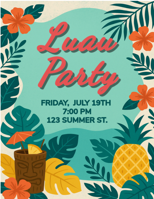 Luau Party Poster Template | PosterMyWall