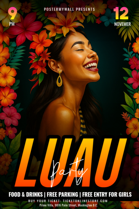 Luau Party Poster Template | PosterMyWall