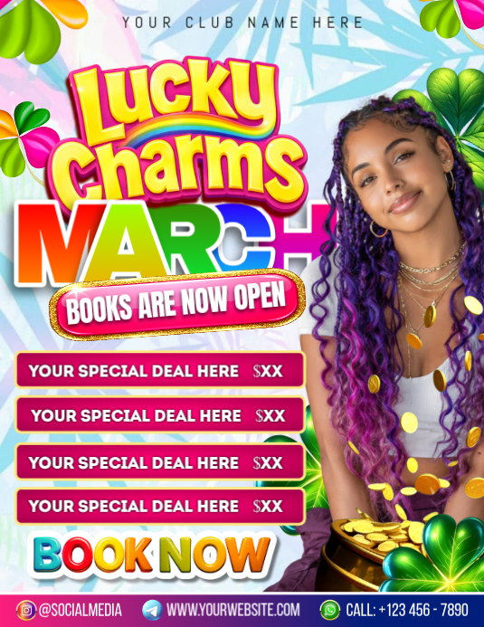 Plantilla de Lucky Charms March Booking Deals | PosterMyWall