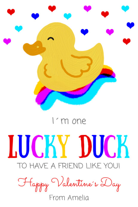 Copy of Lucky Duck Valentine's Day Gift Tags Valentine | PosterMyWall