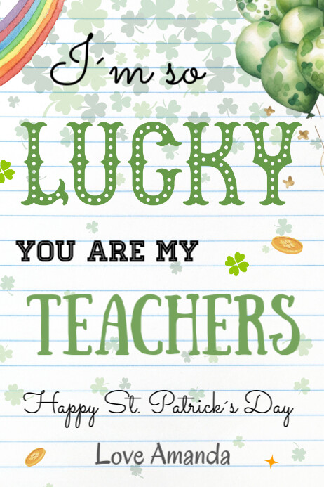 Lucky Teacher St. Patrick's Day Gift Tags - I'm So Lucky You Are My ...