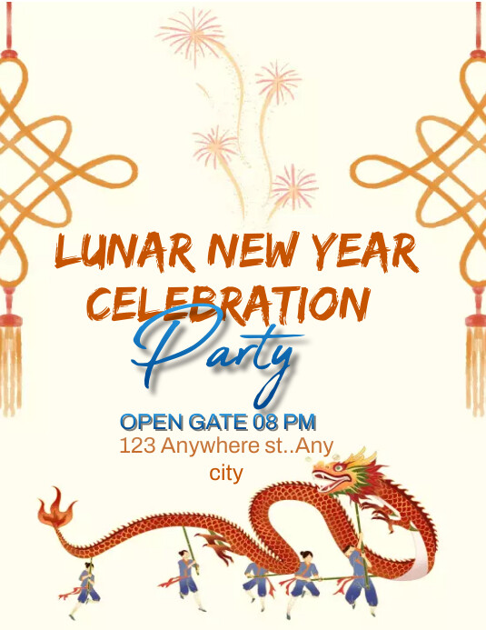 Lunar new year celebration party flyer design Template | PosterMyWall