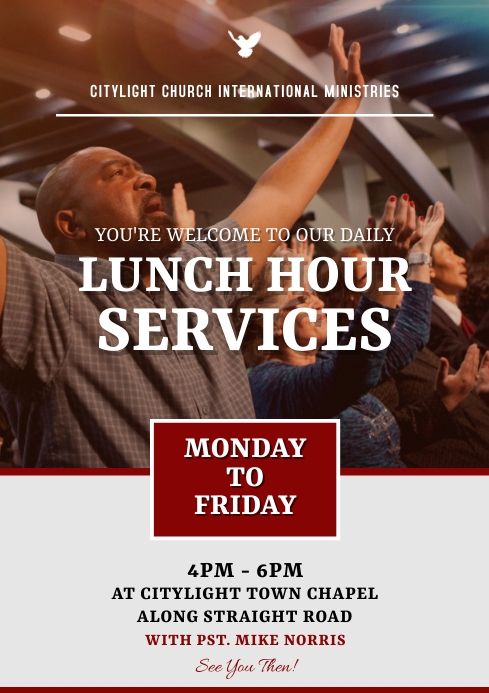 lunch hour church services flyer Template | PosterMyWall