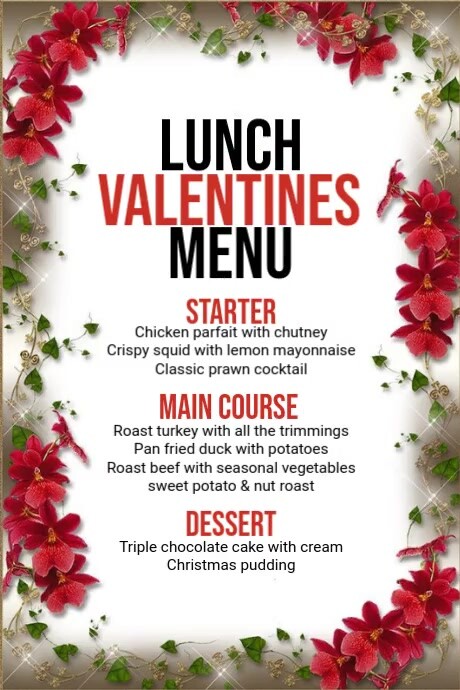 Lunch Valentines Menu Template | PosterMyWall