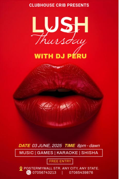 Lush Thursday party poster Template | PosterMyWall