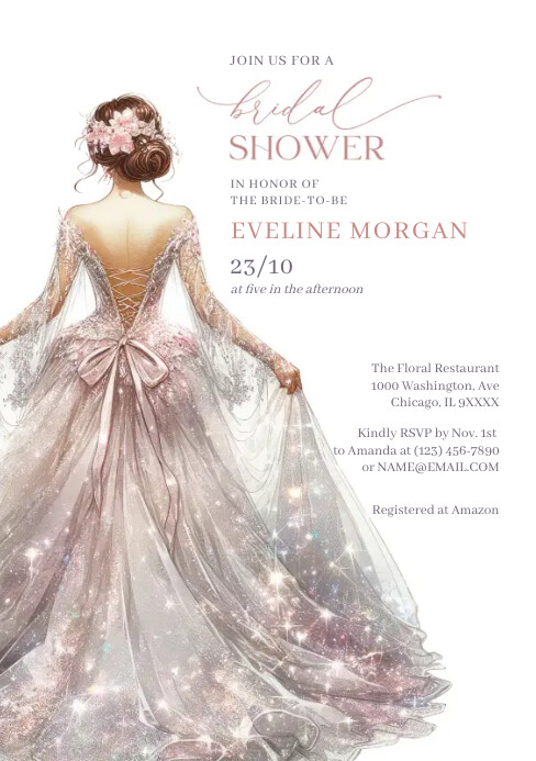 Lux rose gold sparkly wedding gown bridal sho Template | PosterMyWall