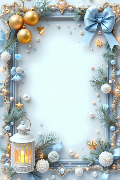 Luxury blue and gold Christmas frame Template | PosterMyWall