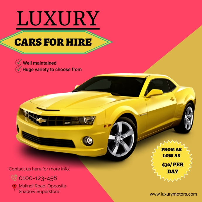 LUXURY CARS FOR RENT Template | PosterMyWall