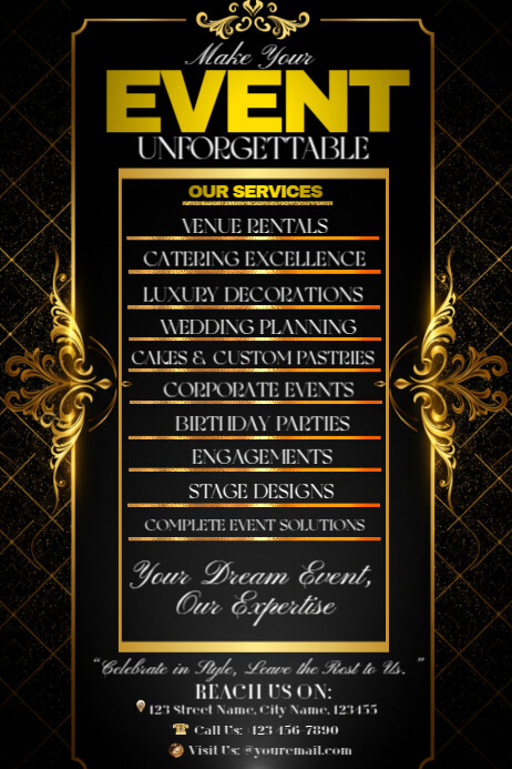 Luxury Celebrations Designed To Perfection Template | PosterMyWall