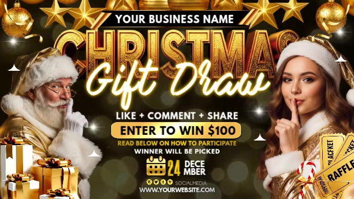 Luxury Christmas Gift Draw Promo Template | PosterMyWall