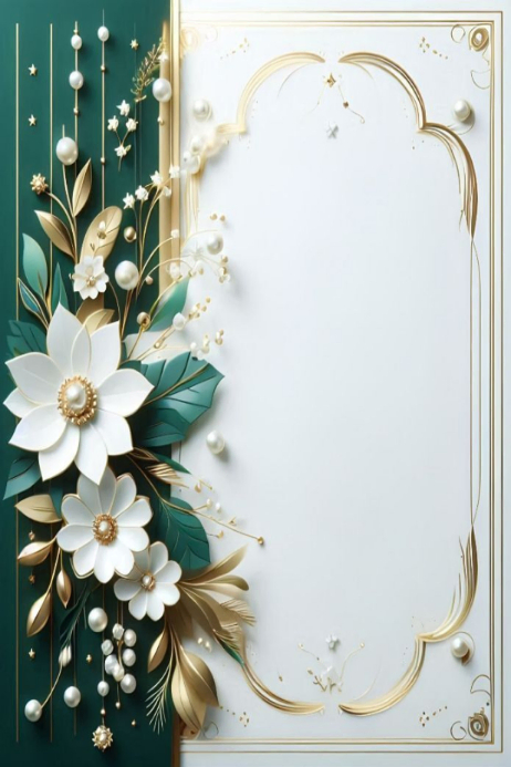 Luxury Emerald & Gold Floral Frame Template | PosterMyWall