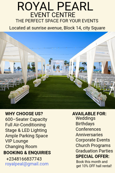 Luxury Event Center Flyer – Elegant Venue Hall Advertisement Template ...